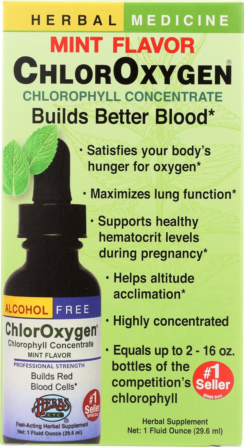 HERBS ETC. Chlor Oxygen Chlorophyll Concentrate Alcohol Free Mint ...