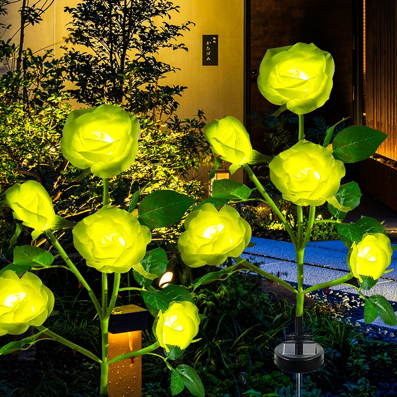Yellow Garden Lights Lepro Solar Landscape Spotlights, 4 Pack 43 LED