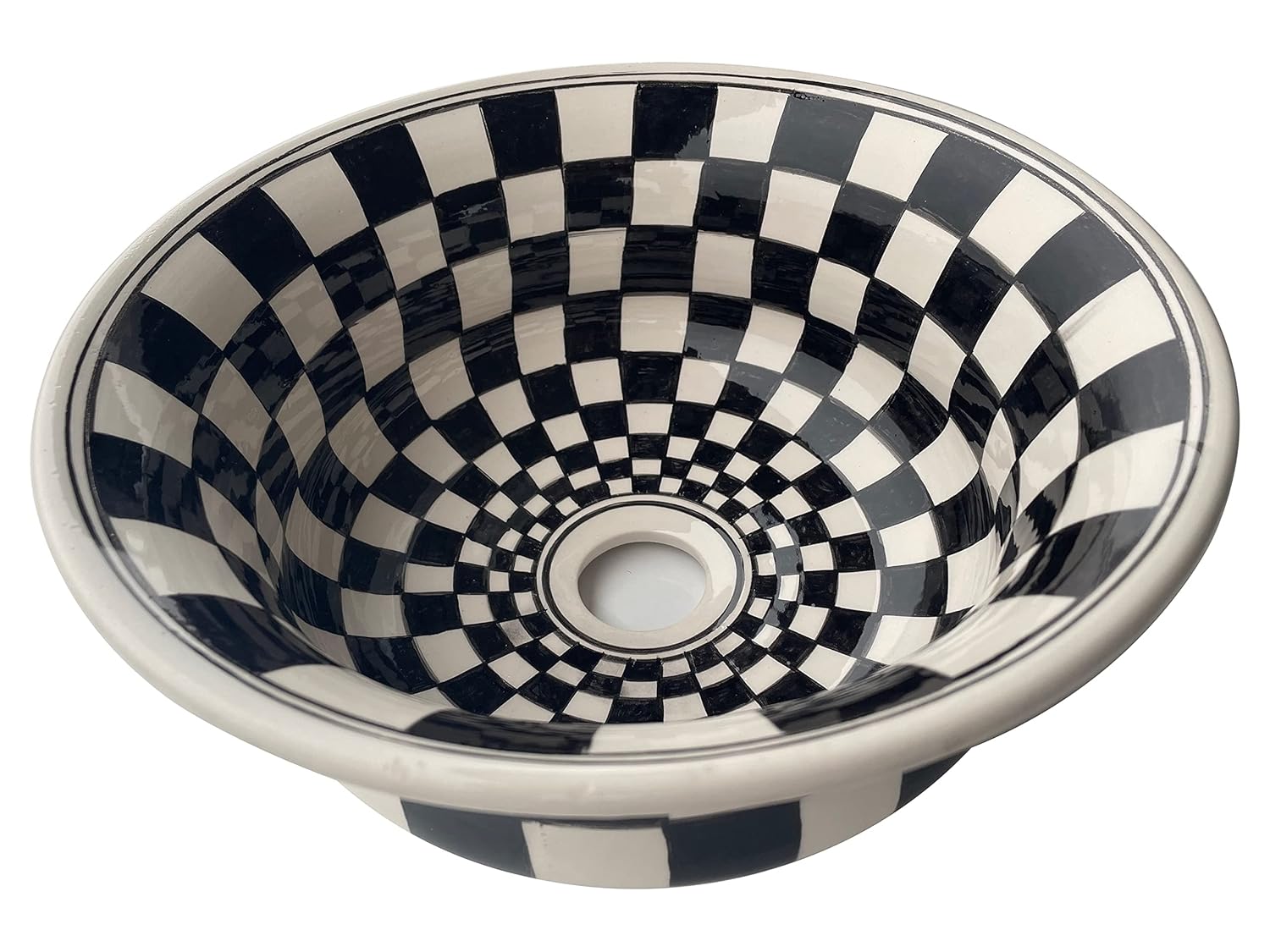 Amazon.com: Checkered Sink, Bathroom Vessel Sink, Black & White Ceramic ...