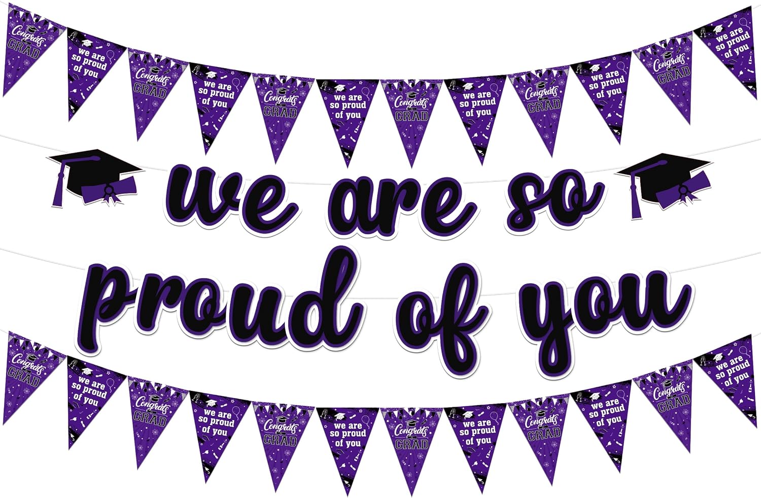 Amazon.com: Fangleland We Are So Proud of You Banner, Purple Black ...