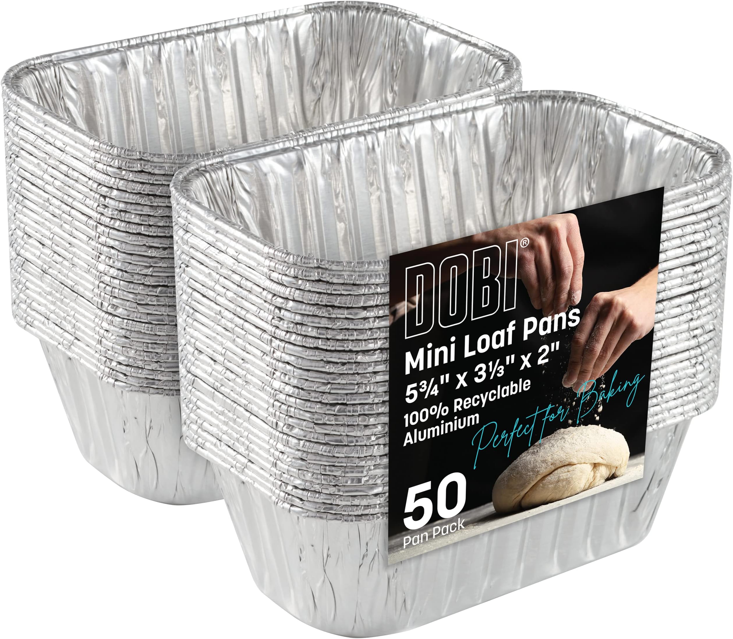 Amazon.com: DOBI Aluminum Mini Loaf Pans (50 Pack) - Disposable ...