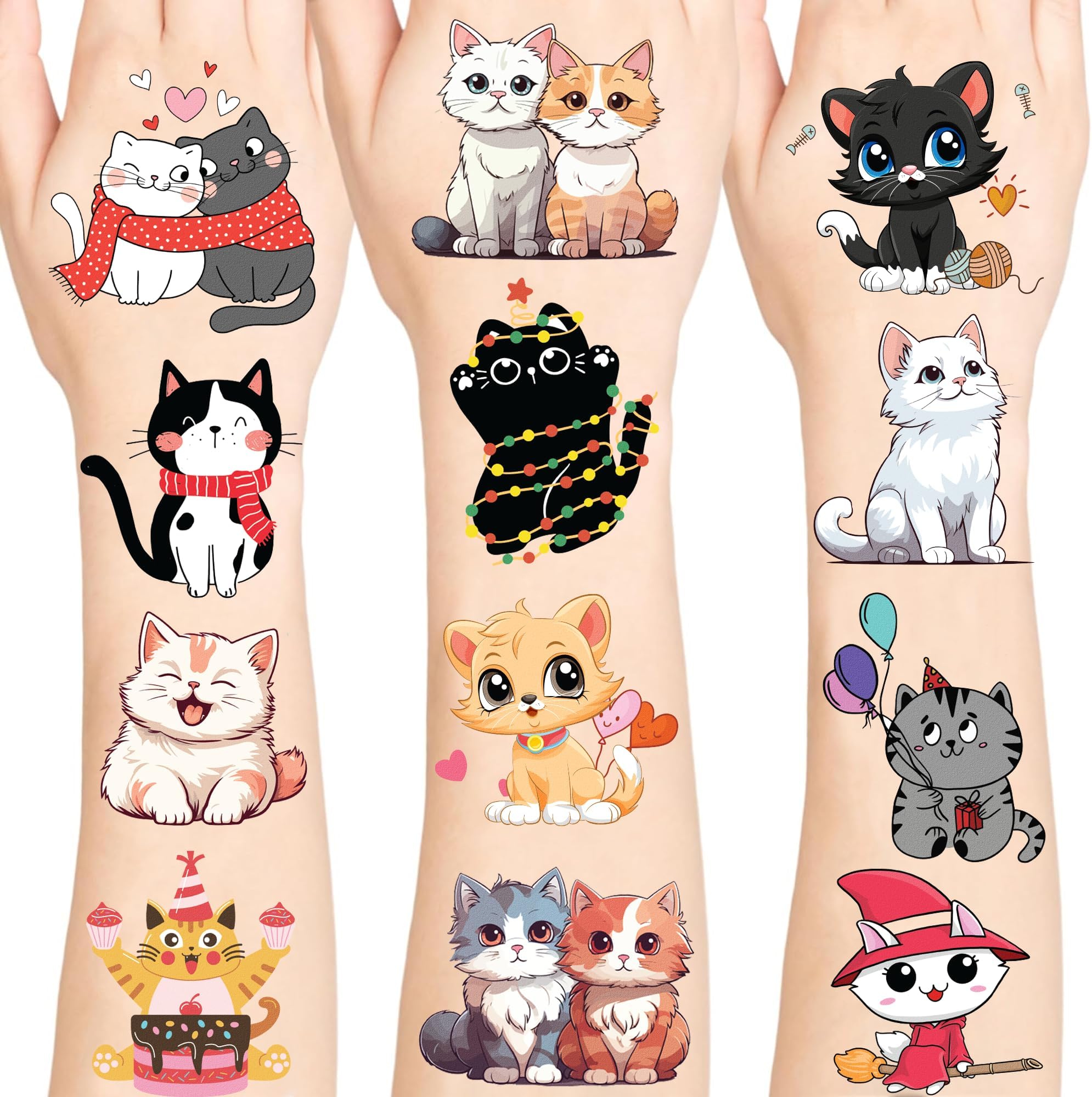 Amazon.com : 50Pcs Cat Temporary Tattoos Cute Cat Stickers Meme Kawaii ...