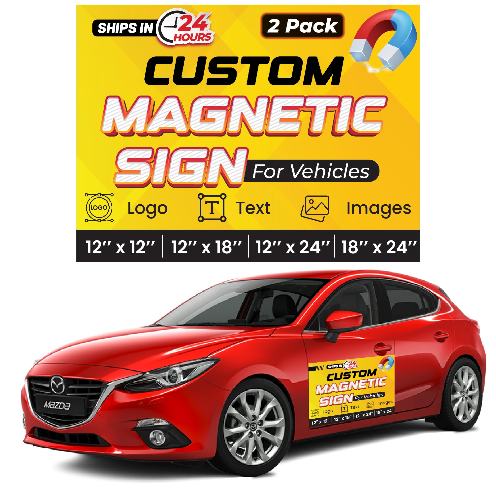 Amazon.com: Personalized Magnetic Signs for Vehicles 2 Pack - 18”x24 ...