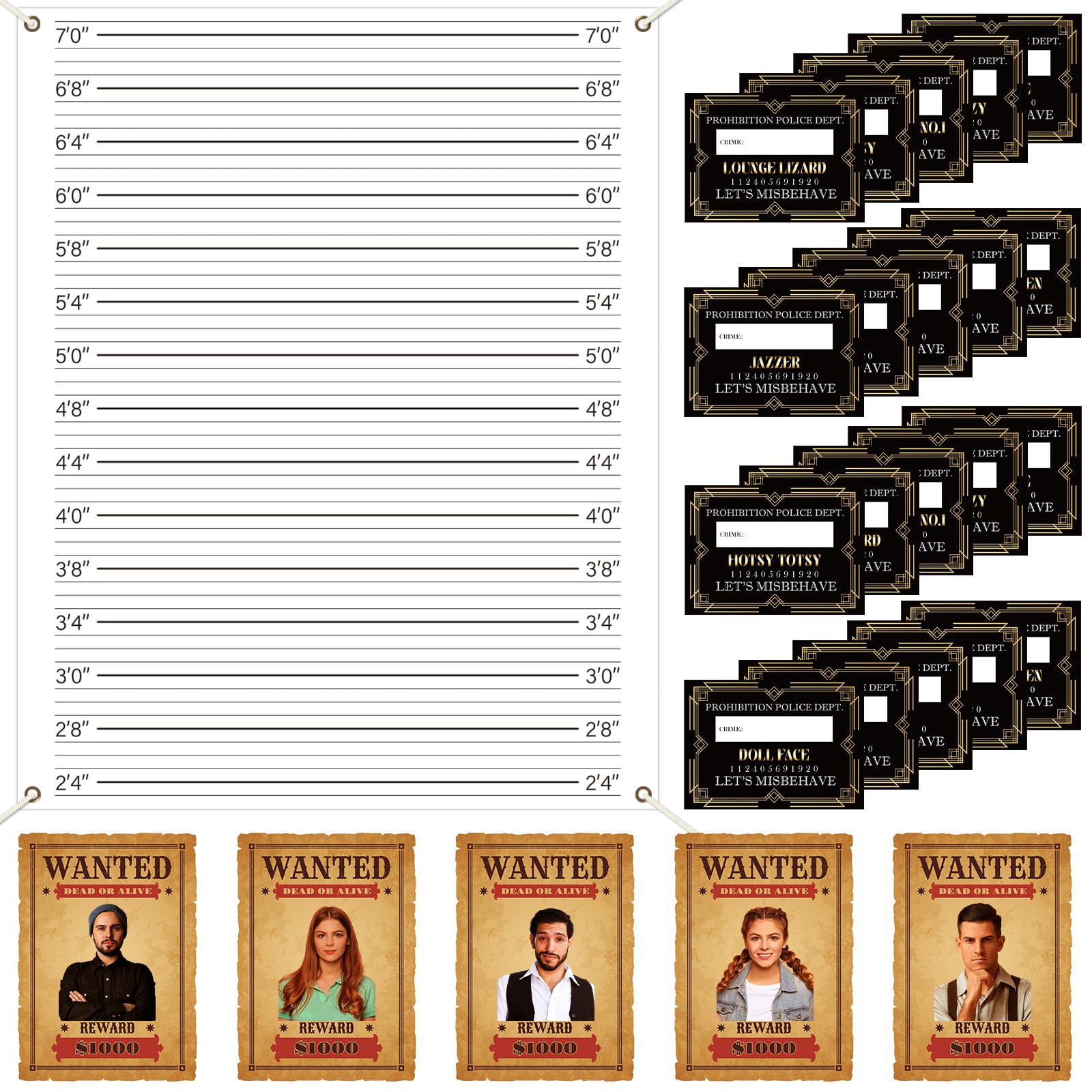 Amazon.com: Justforjoyful Roaring 20s Mug Shot Photograph Backdrop ...