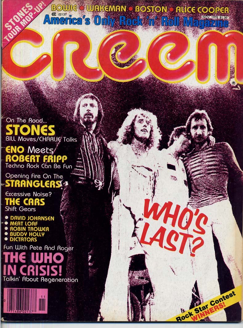 Creem Magazine THE WHO Cars ROBERT FRIPP Meat Loaf BRIAN ENO Rick ...