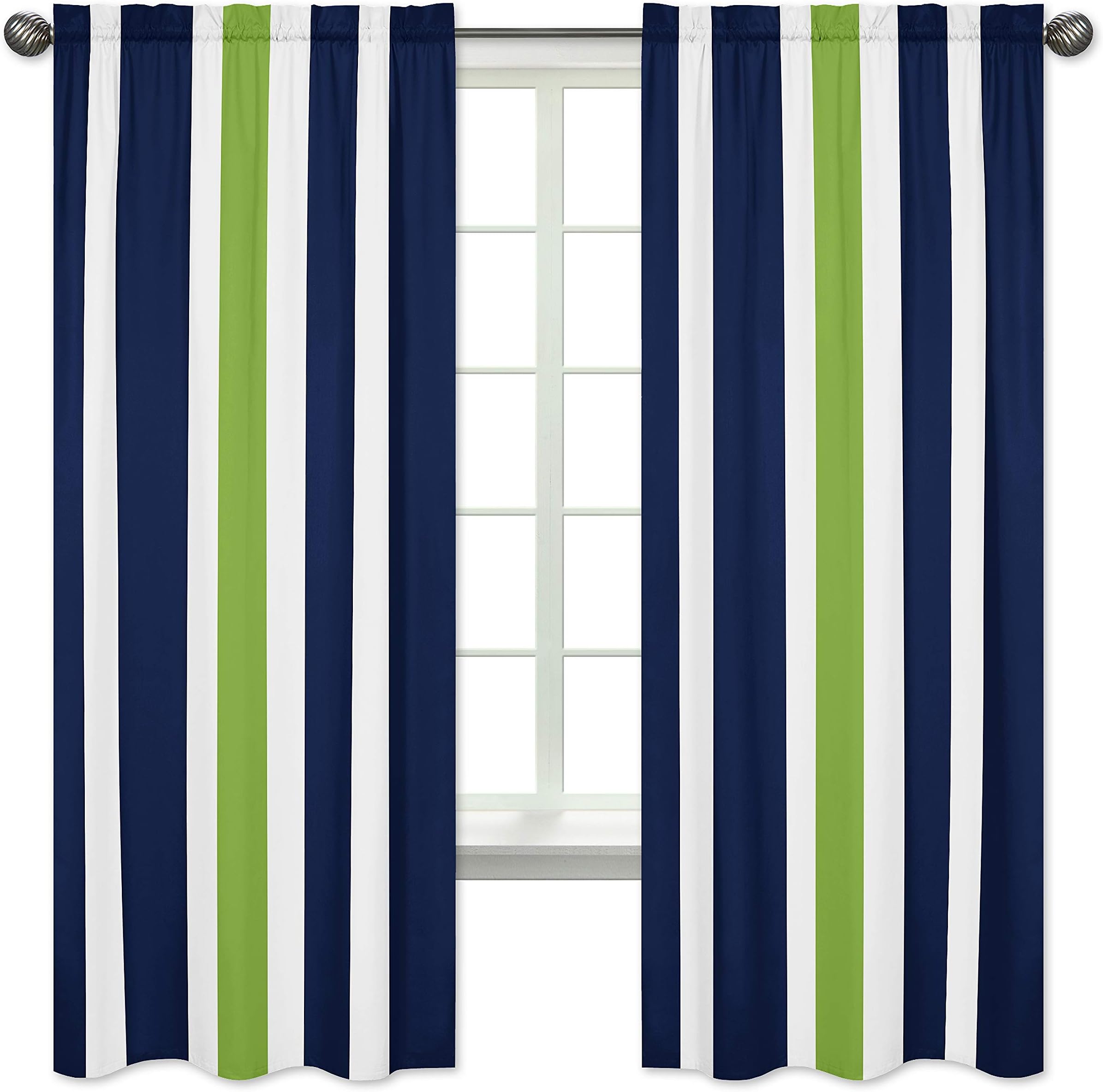 Amazon.com: Sweet Jojo Designs Navy Blue, Lime Green and White Window ...