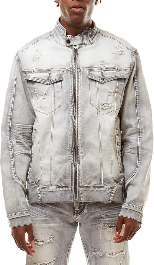 Smoke Rise Fashion Denim Jacket (Light Grey, XX-Large) : Amazon.com.au ...