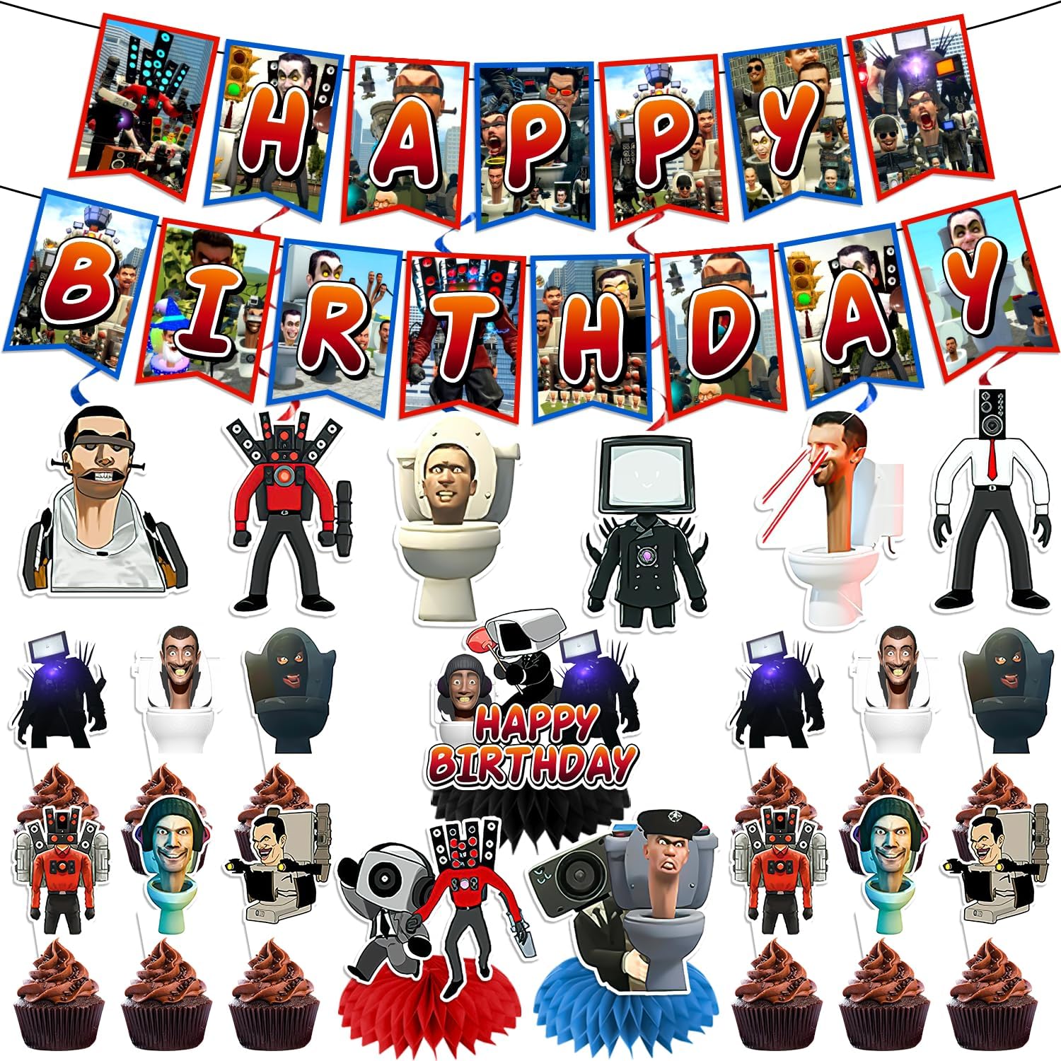 Amazon.com: 22pcs HD Cameraman Toilet Party Decorations, Cameraman ...