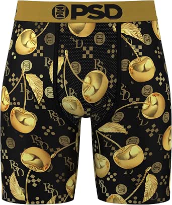 PSD Men's Boxer Briefs - Golden Cherries, 7 Inch Inseam, Moisture ...