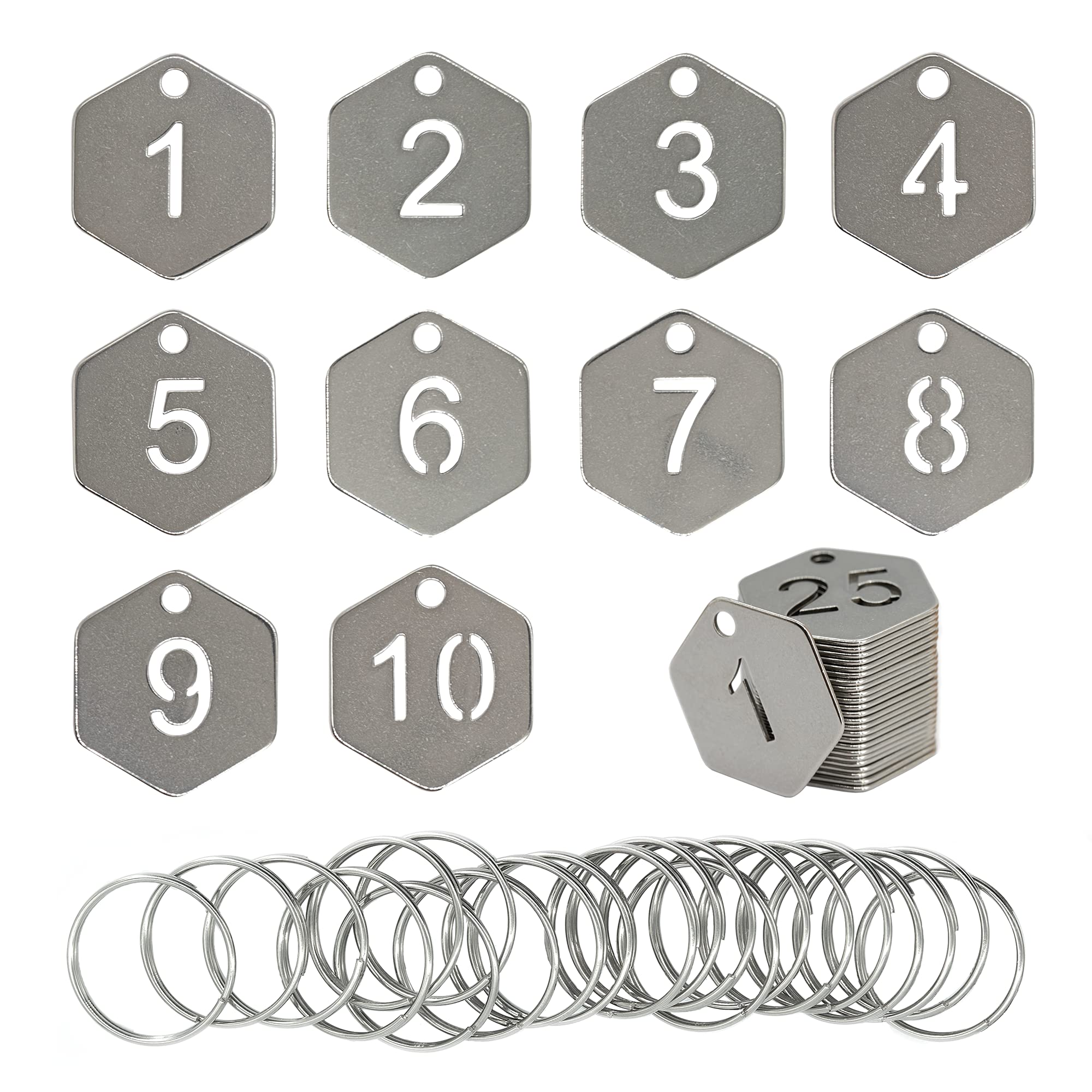 Amazon.com : StayMax Hexagon Shape Hollowed Stainless Steel Number Tags ...