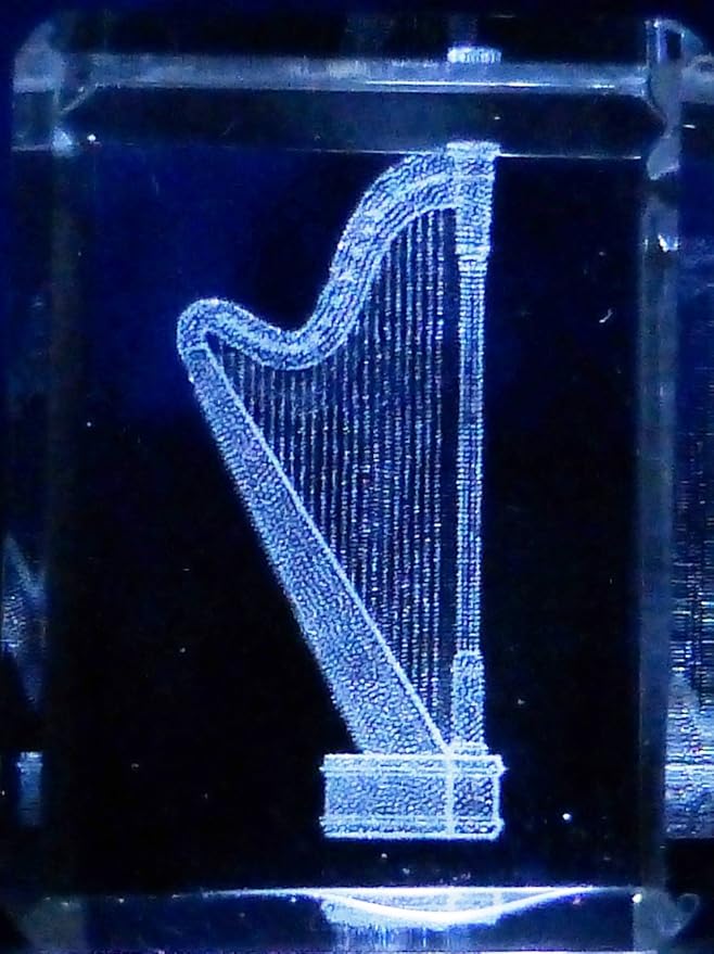 Amazon.com: 3D Laser Etch Crystal Glass Musical Harp 1 1/2 Inch x 1 1/4 ...