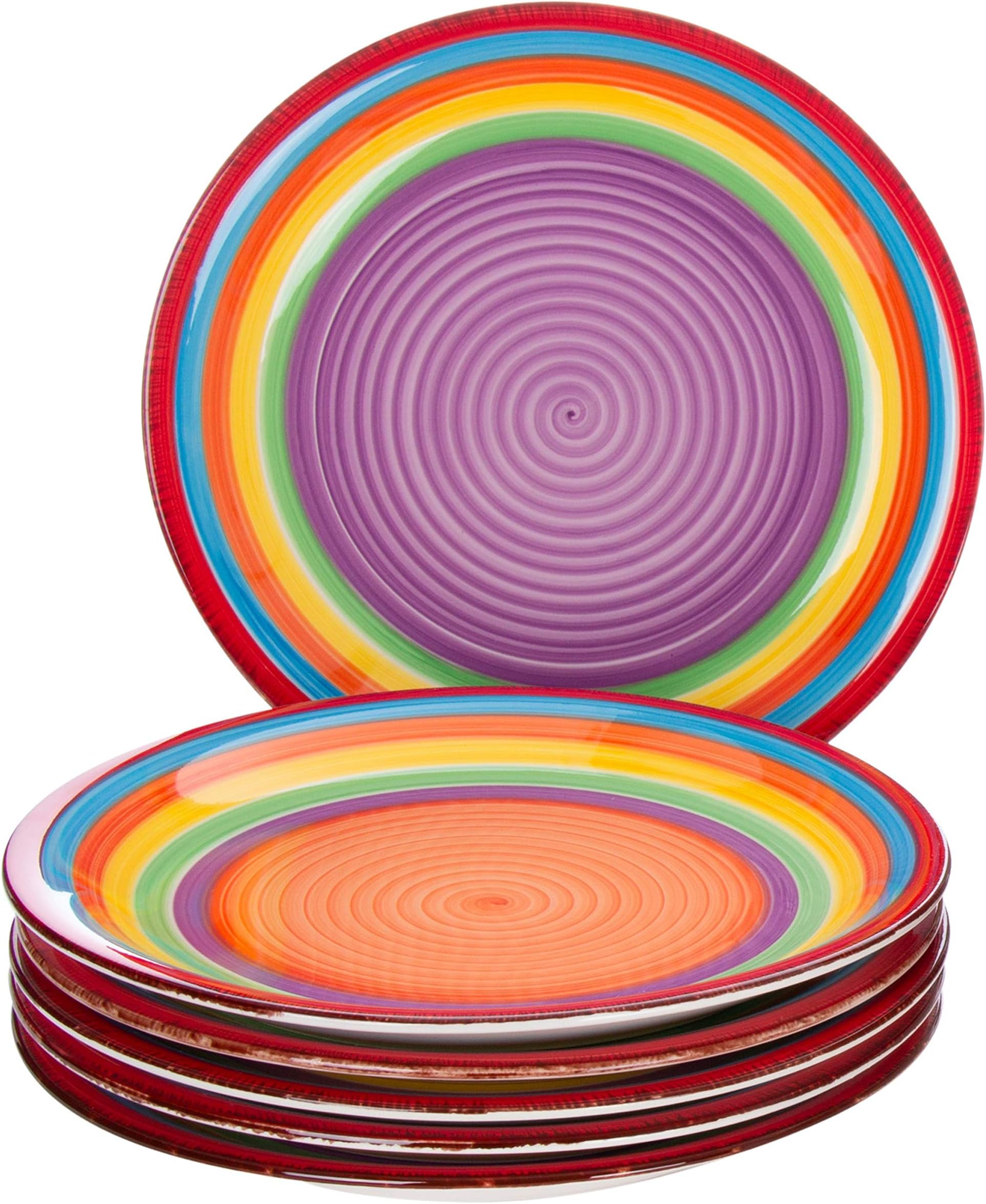 6-piece dinner plate set Ibiza round multicoloured dinner plates menu ...