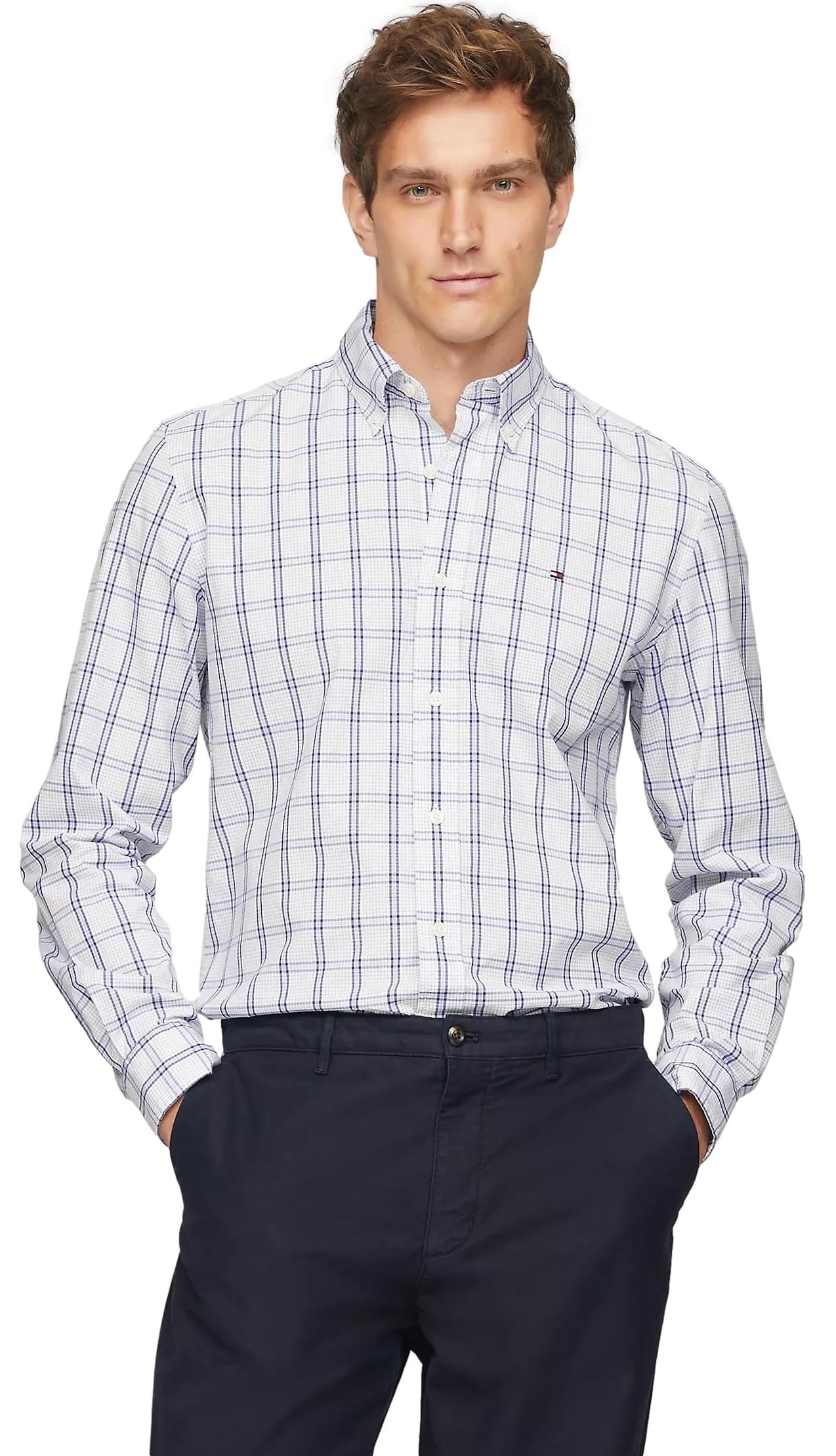 TOMMY HILFIGER Men's Signature Long Sleeve Casual Button Down Shirt in ...
