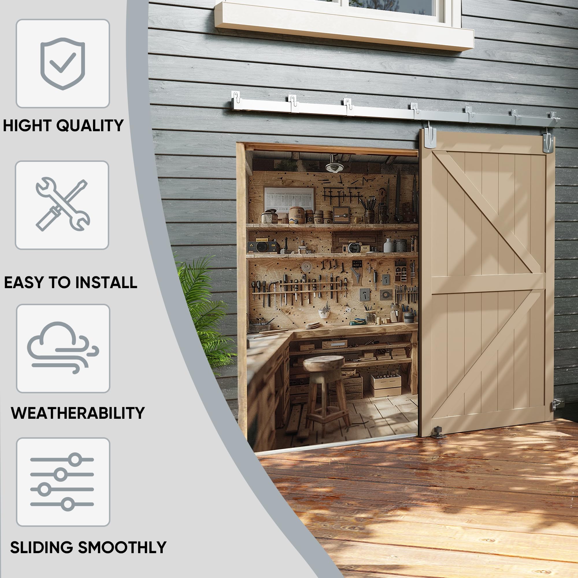Snapklik.com : JUBEST 10FT Box Rail Exterior Barn Door Hardware Kit ...