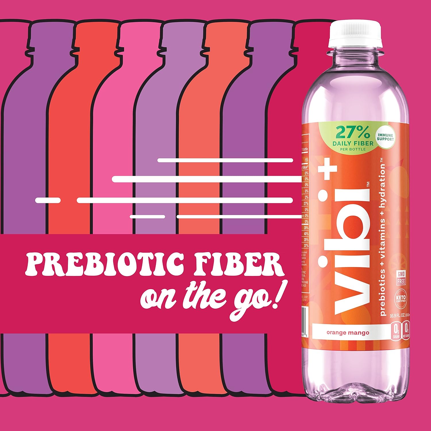 Vibi + Agua prebiótica de naranja y mango, apoyo para la salud ...