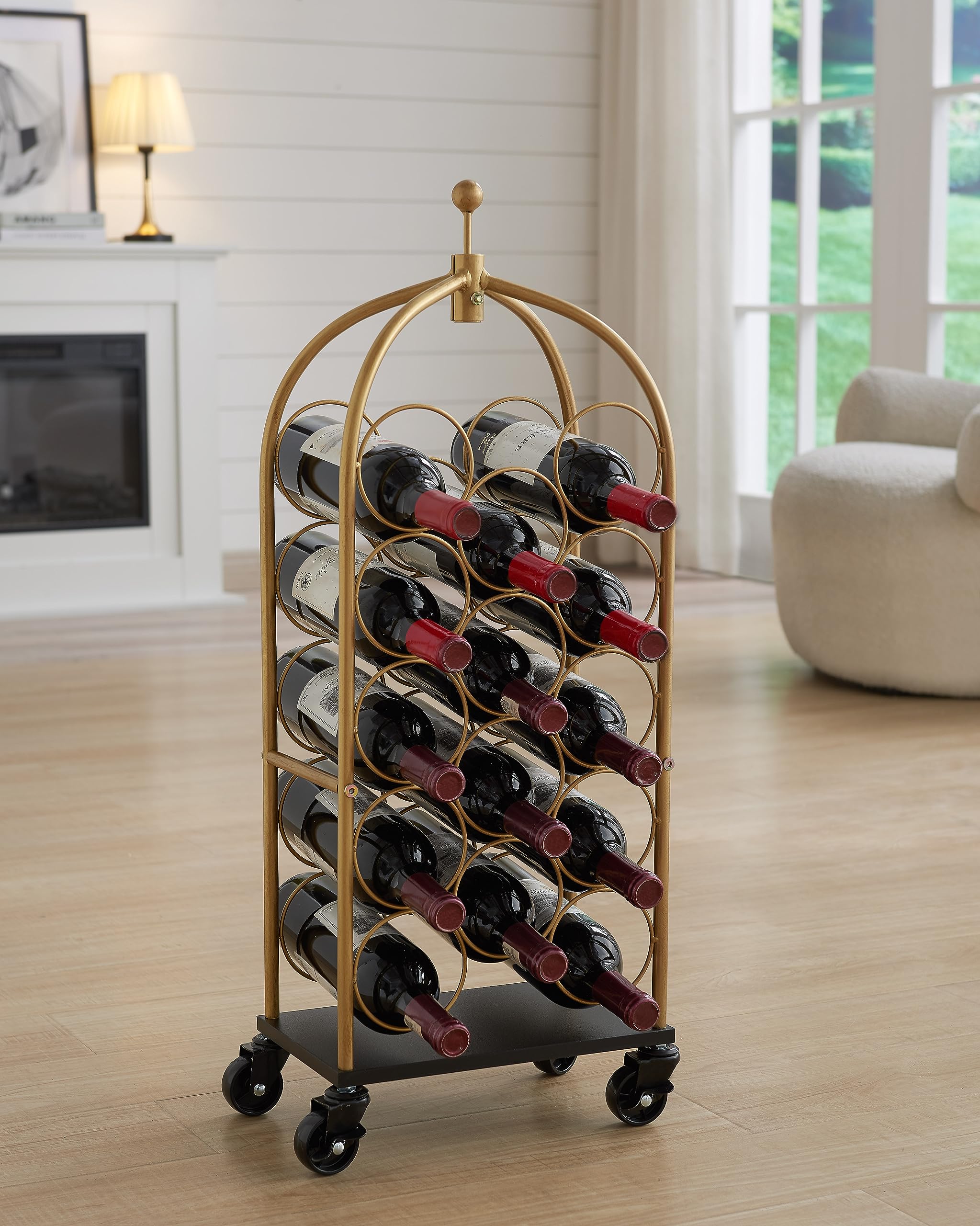 Amazon.com: KB Designs Gold Finish Freestanding Luggage Cart Rack, Wine ...