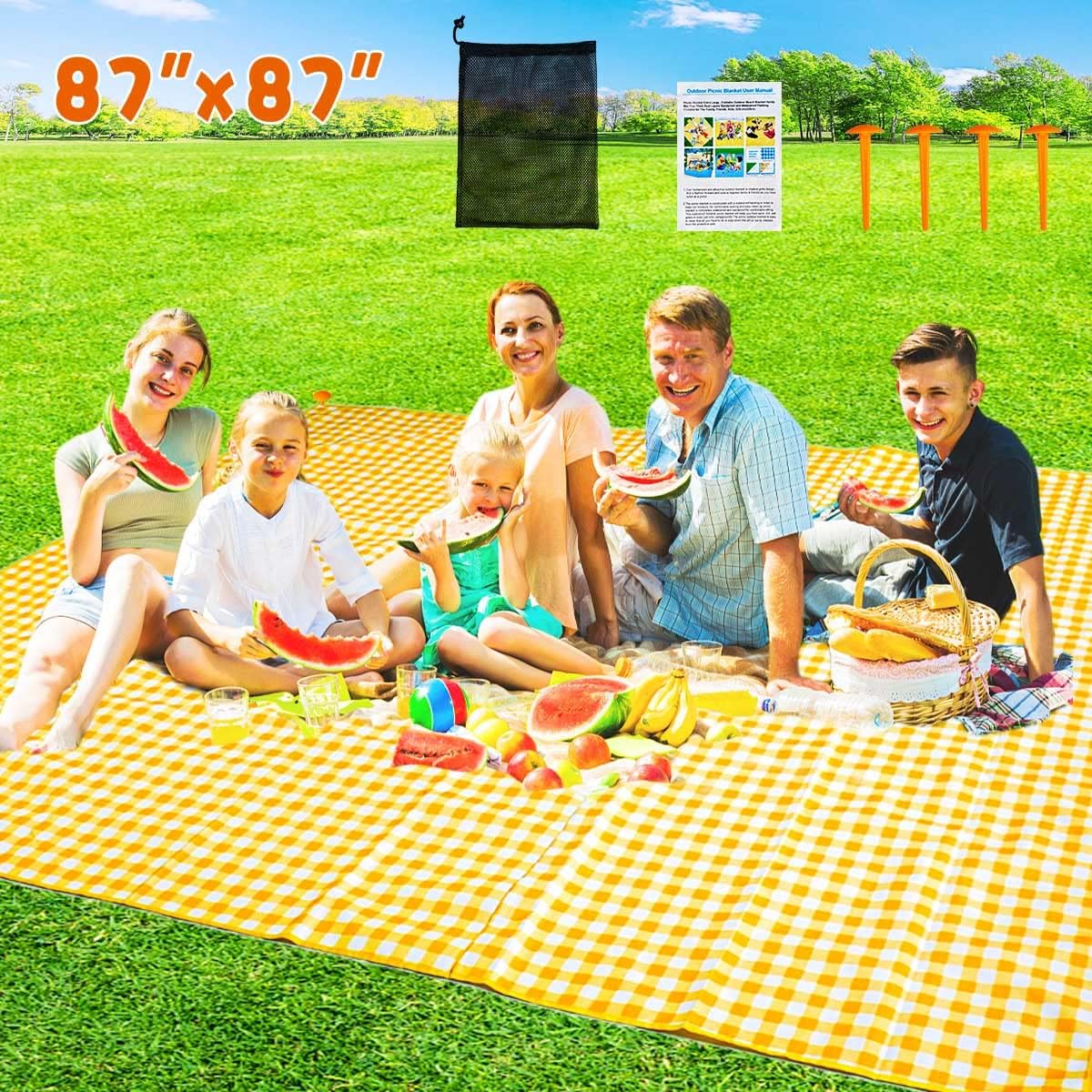 Amazon.com: ZHUYNXIR Extra Large Picnic Blanket, 87x87 inch Waterproof ...
