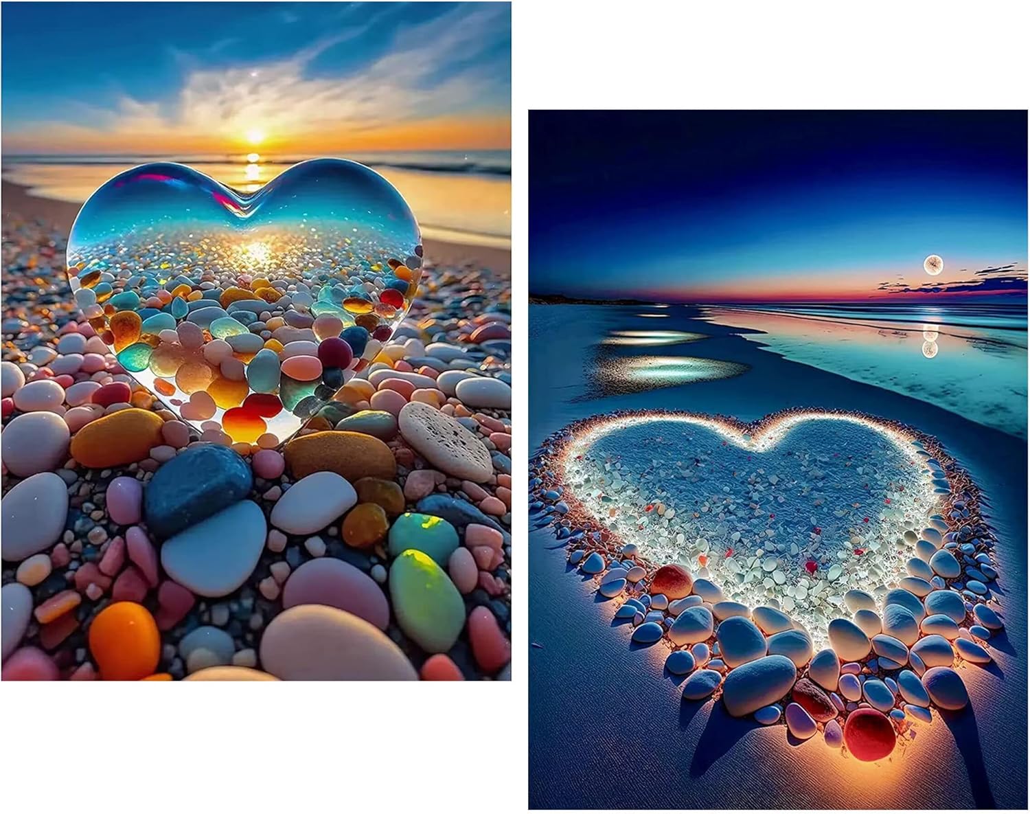 Senyanoe 2 Stück 5D Diamond Painting Kristall Herz Diamant Malerei ...