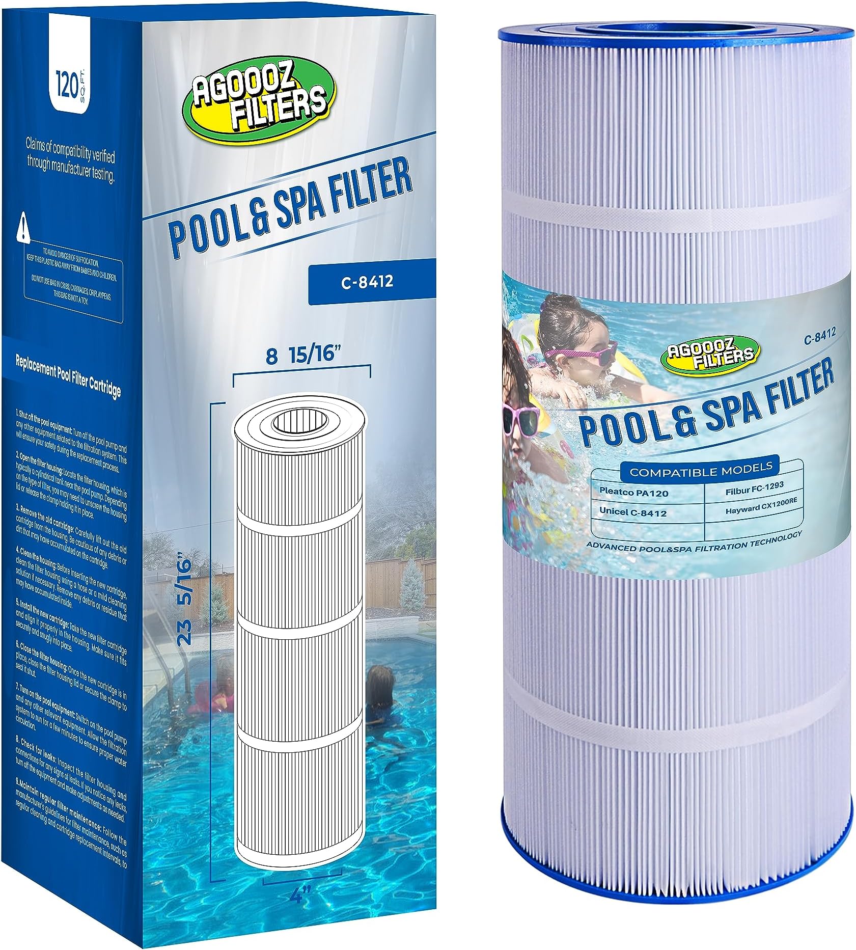 Amazon.com : Unicel C-8412 Swimming Pool Replacement Filter Cartridge ...