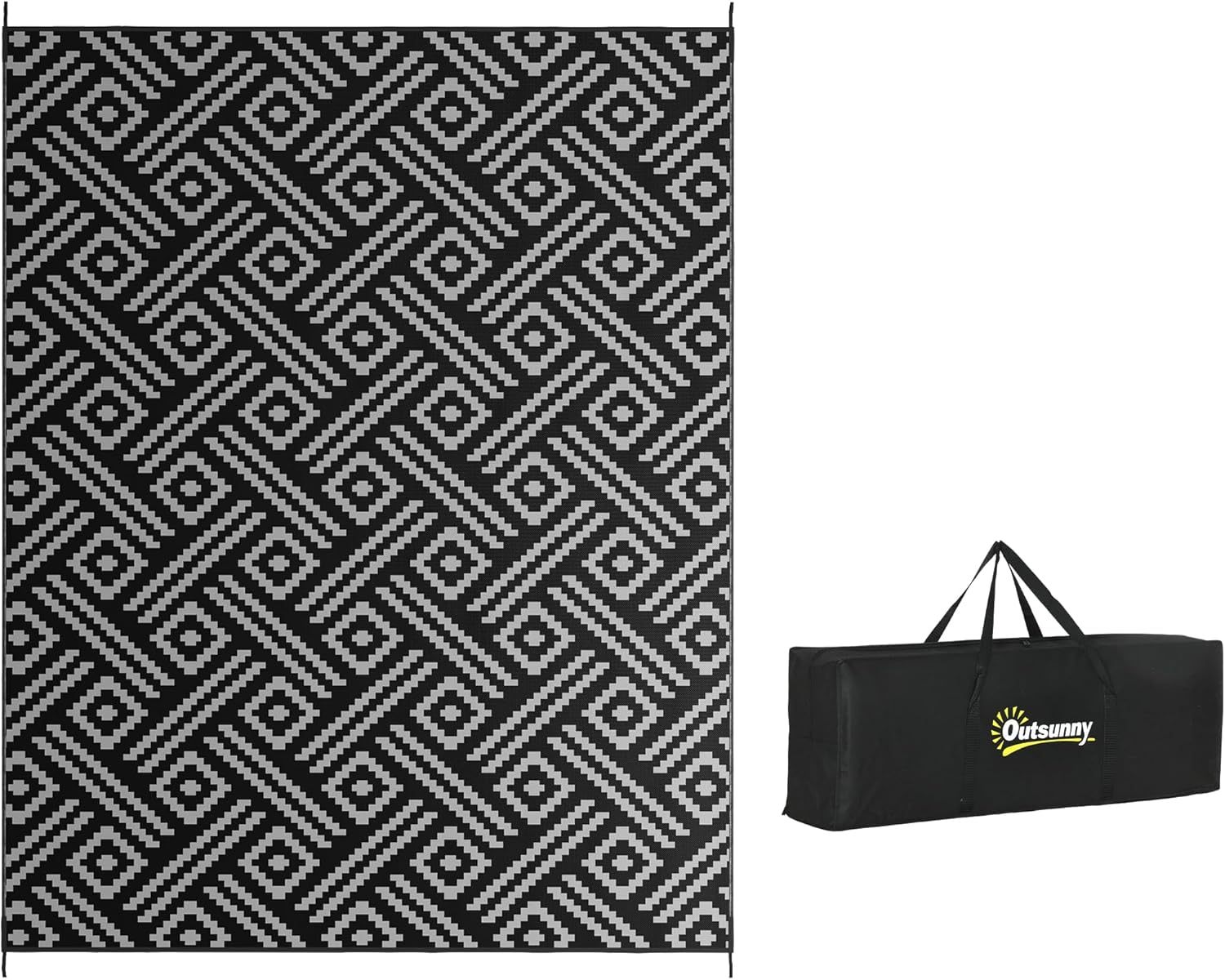 Outsunny Portable Outdoor Rug with Carry Bag, 9' x 12' Reversible Mat ...