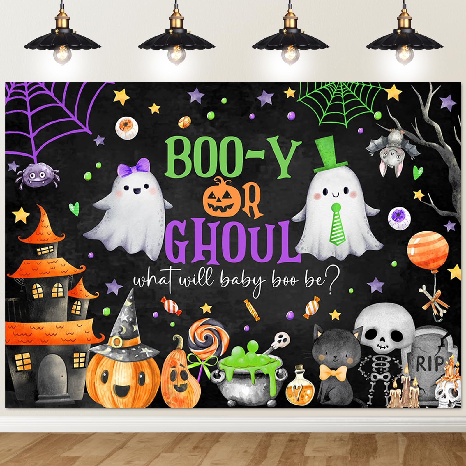 Amazon.com : Avezano Halloween Gender Reveal Backdrop Booy or Ghoul ...