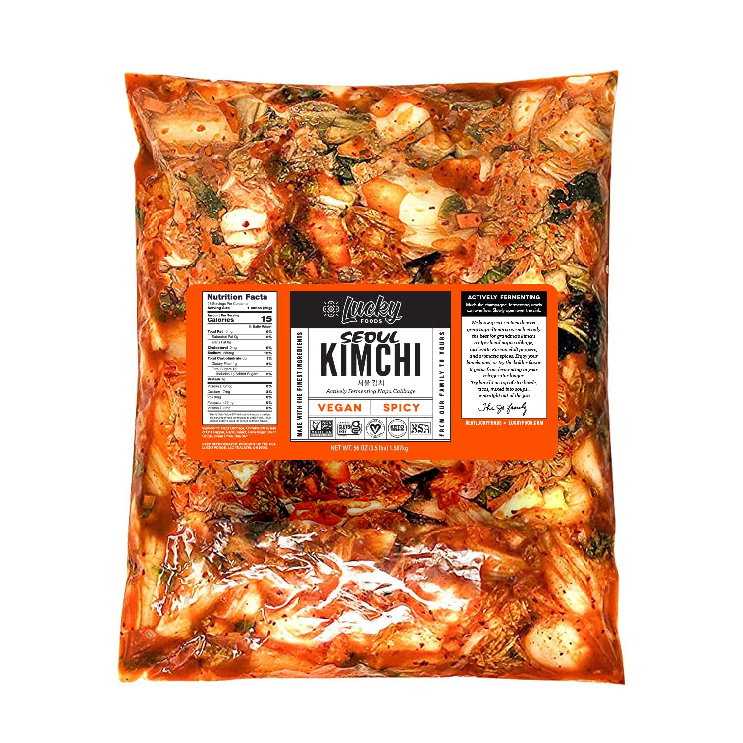 Lucky Foods Seoul Kimchi (Pack of 1) - Authentic Made to Order Korean ...