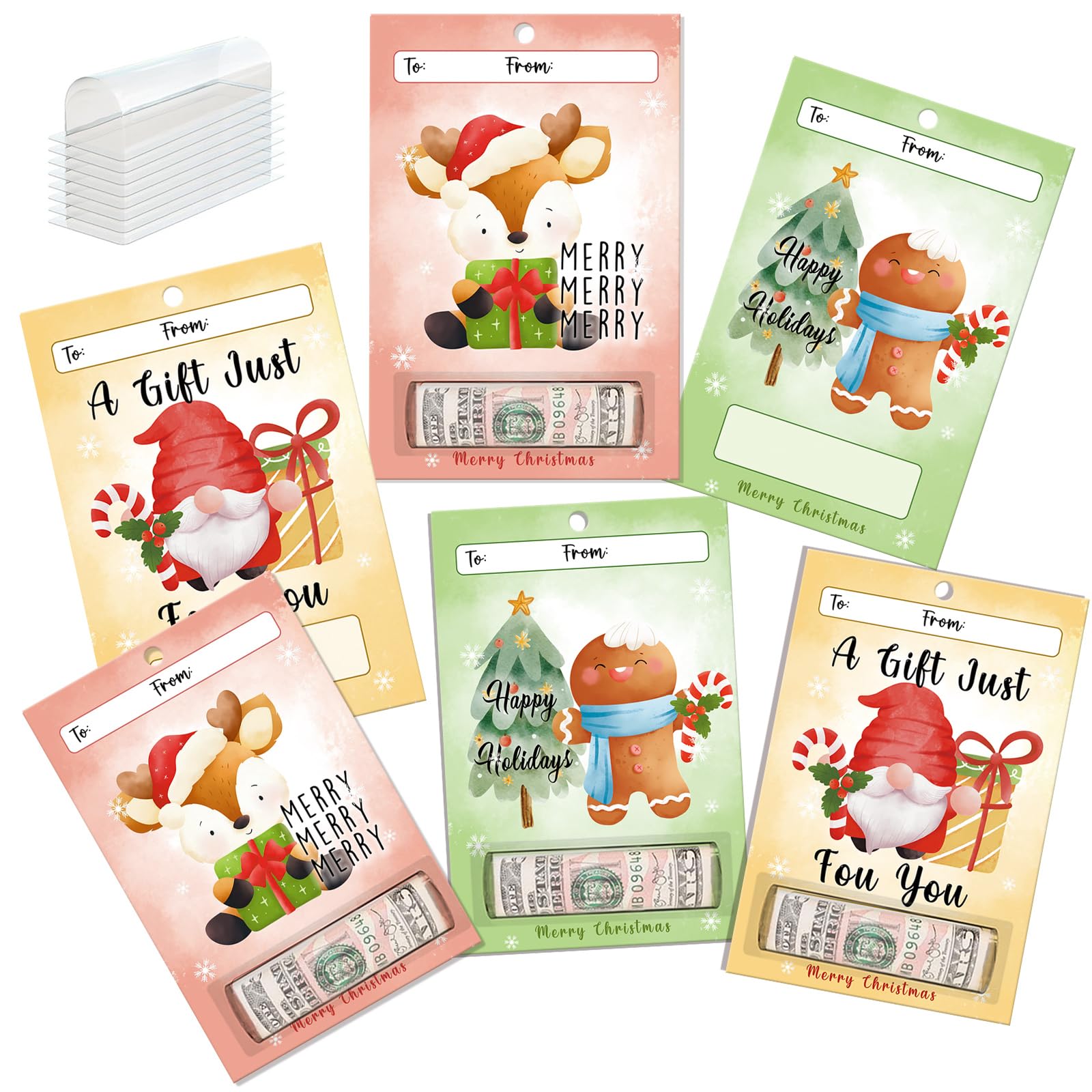 Amazon.com: 6 Cute Christmas Money Card, Card for Kids Teen, Christmas ...