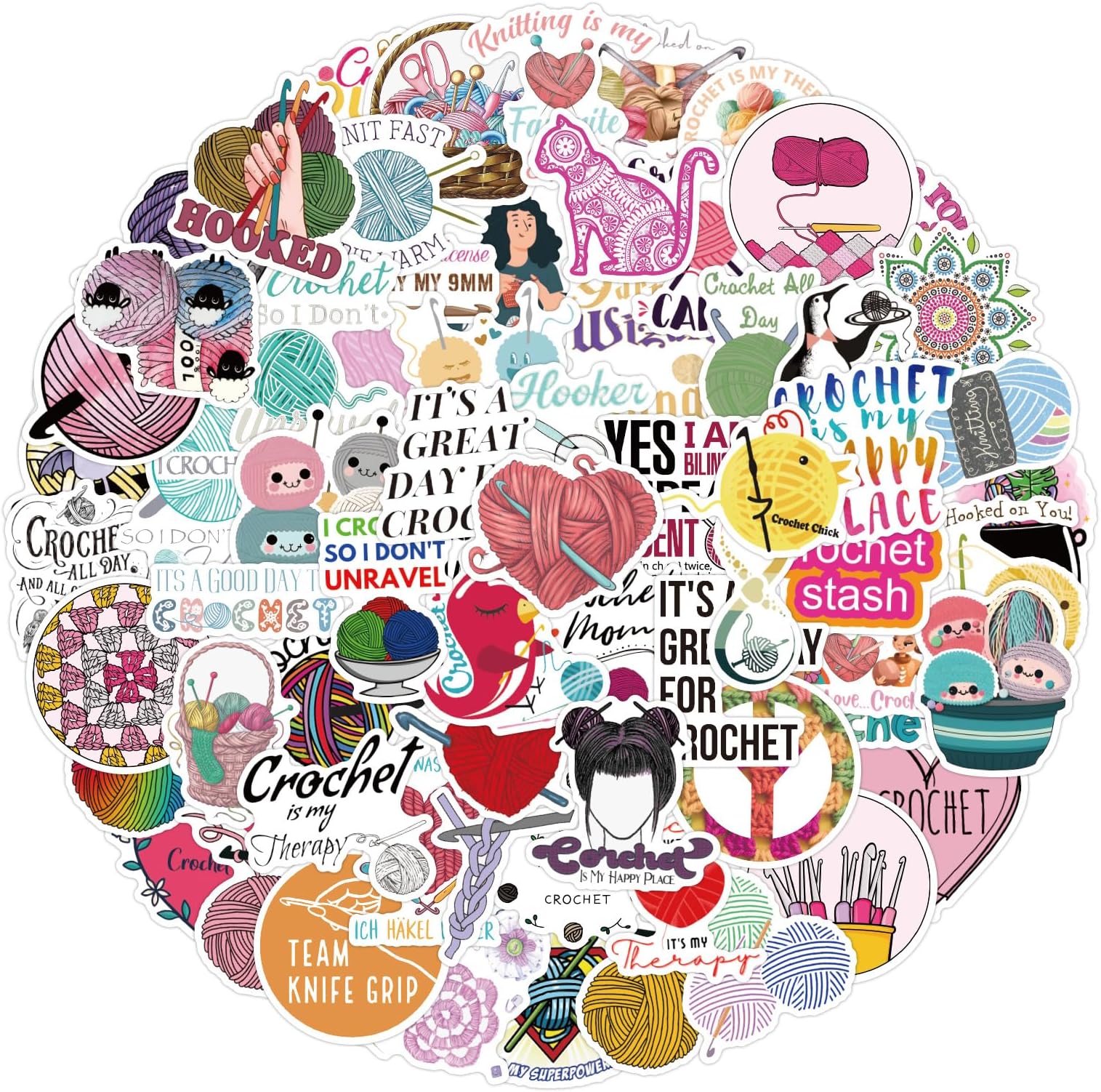 Amazon.com: 100Pcs Crochet Stickers Pack, Cartoon Aesthetic Graffiti ...