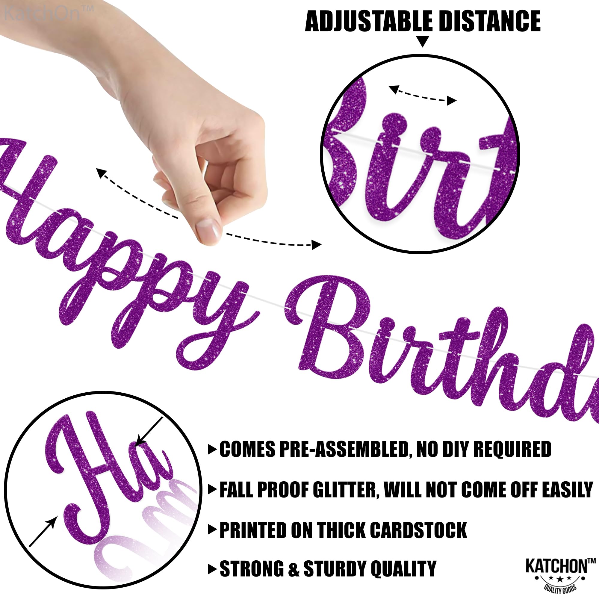 Snapklik.com : Glitter Purple Cursive Happy Birthday Banner - Pre ...