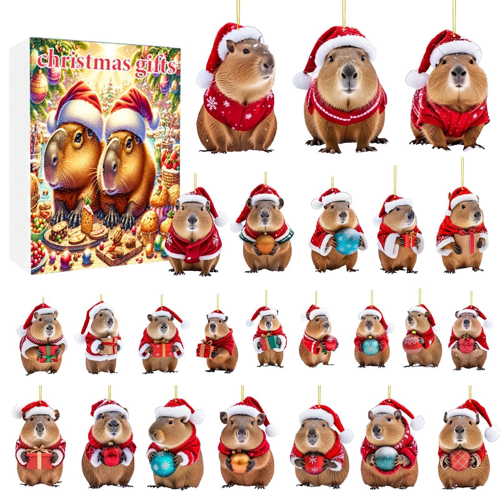 Capybara 2024, 24 Day 2D Capybara Pendant Christmas Countdown Calendar ...