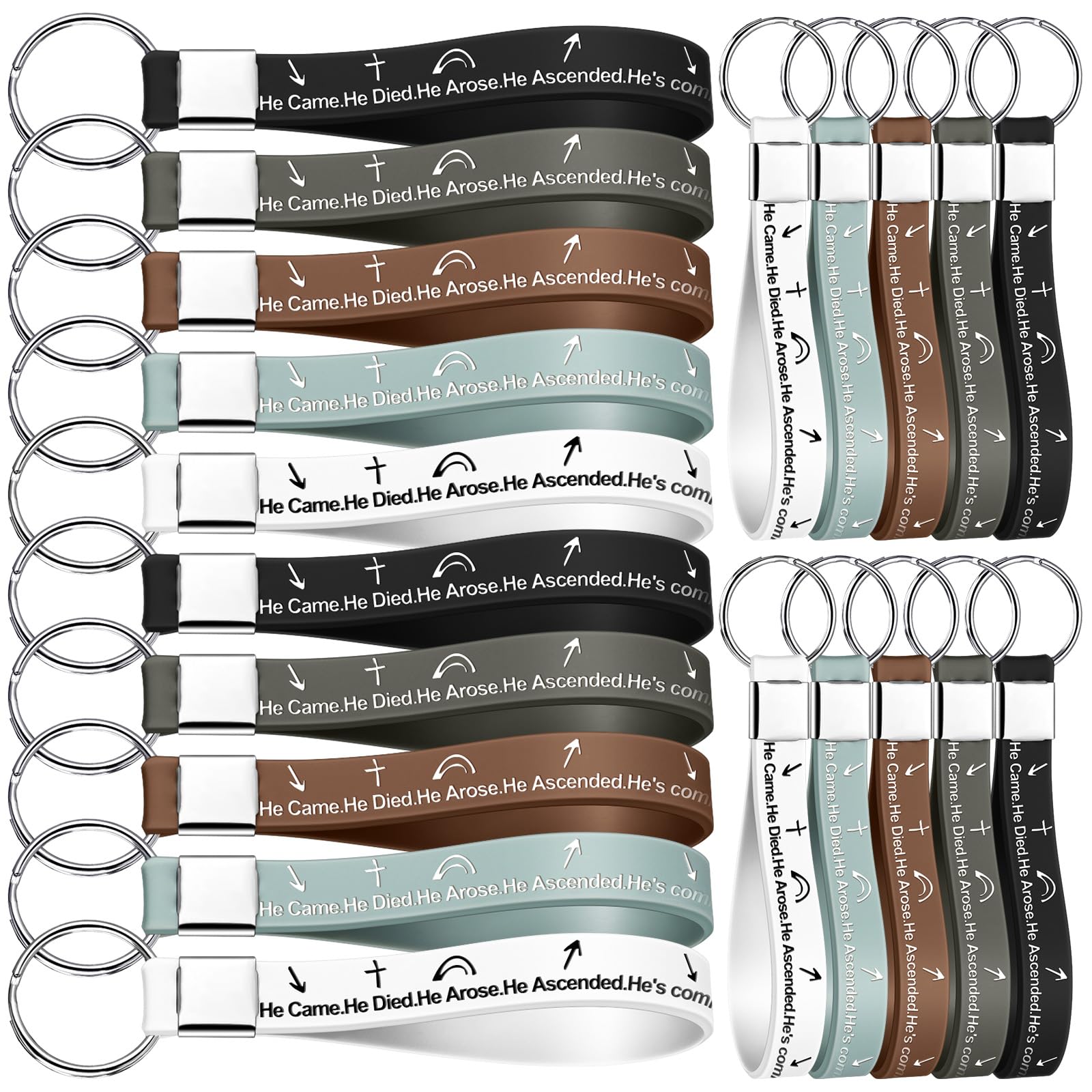 Sureio 50 Pack Christian Religious Keychains Silicone Bible Verse Key ...