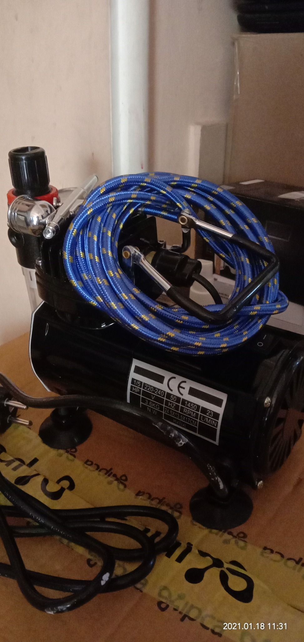 Aerograph 1/5 Hp Ac Rubber And Braided Nylon 3 Watts Airbrush Mini Air ...