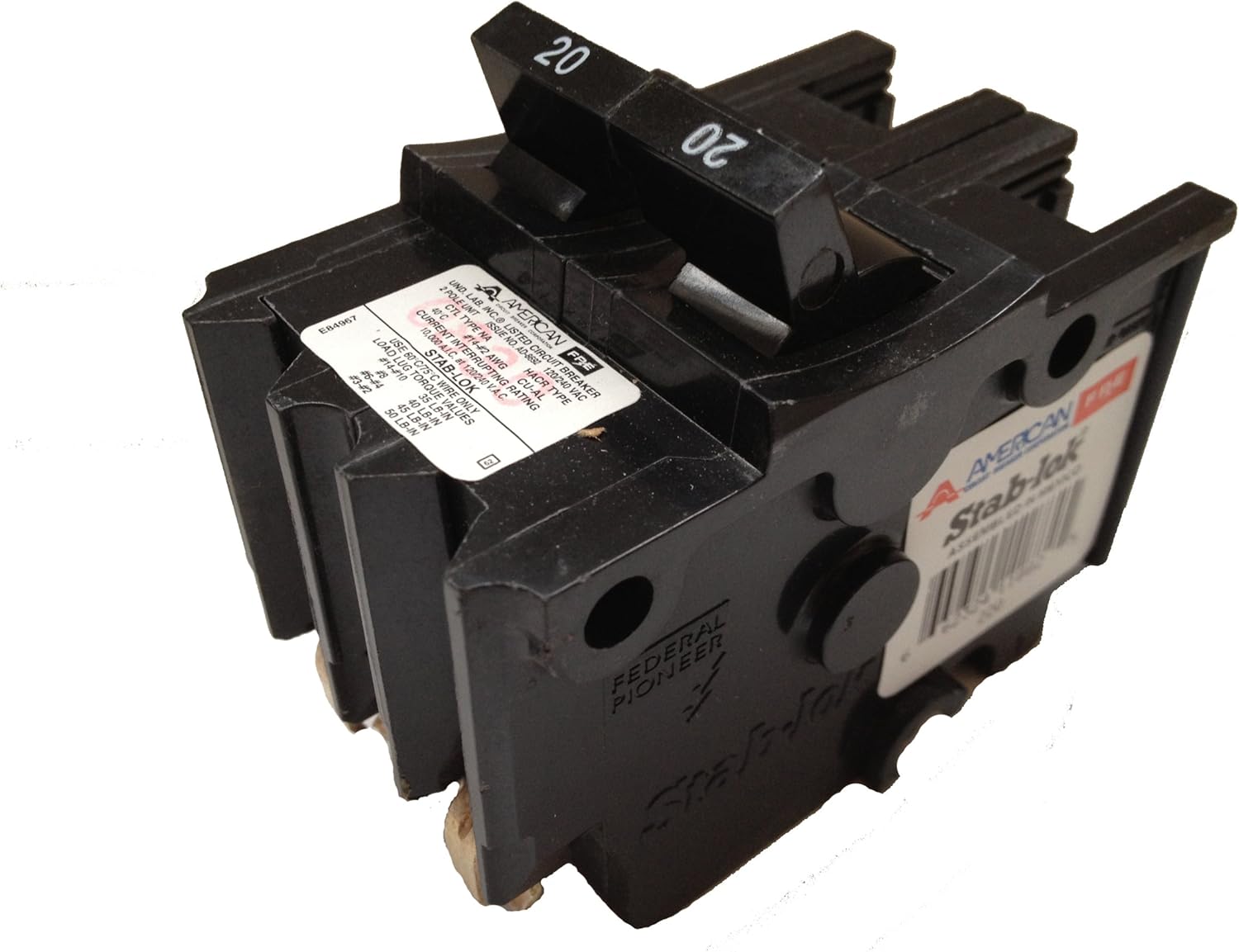 1- Federal Pacific Stab-Lok NA220 20 AMP 2-POLE Challenger / FPE THICK ...