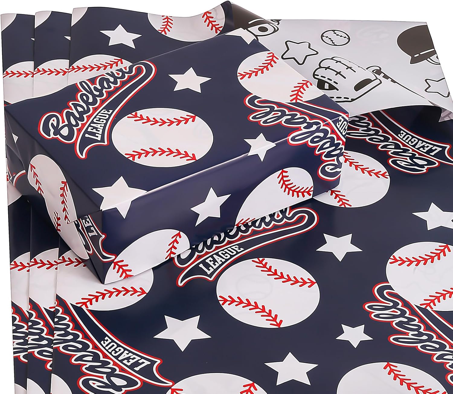 Amazon.com: CAMKUZON Reversible Baseball Wrapping Paper for Birthday ...