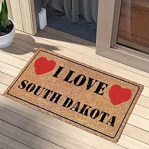 Amazon.com: Coir Fiber Outdoor Mat I Love South Dakota Coconut Door Mat ...
