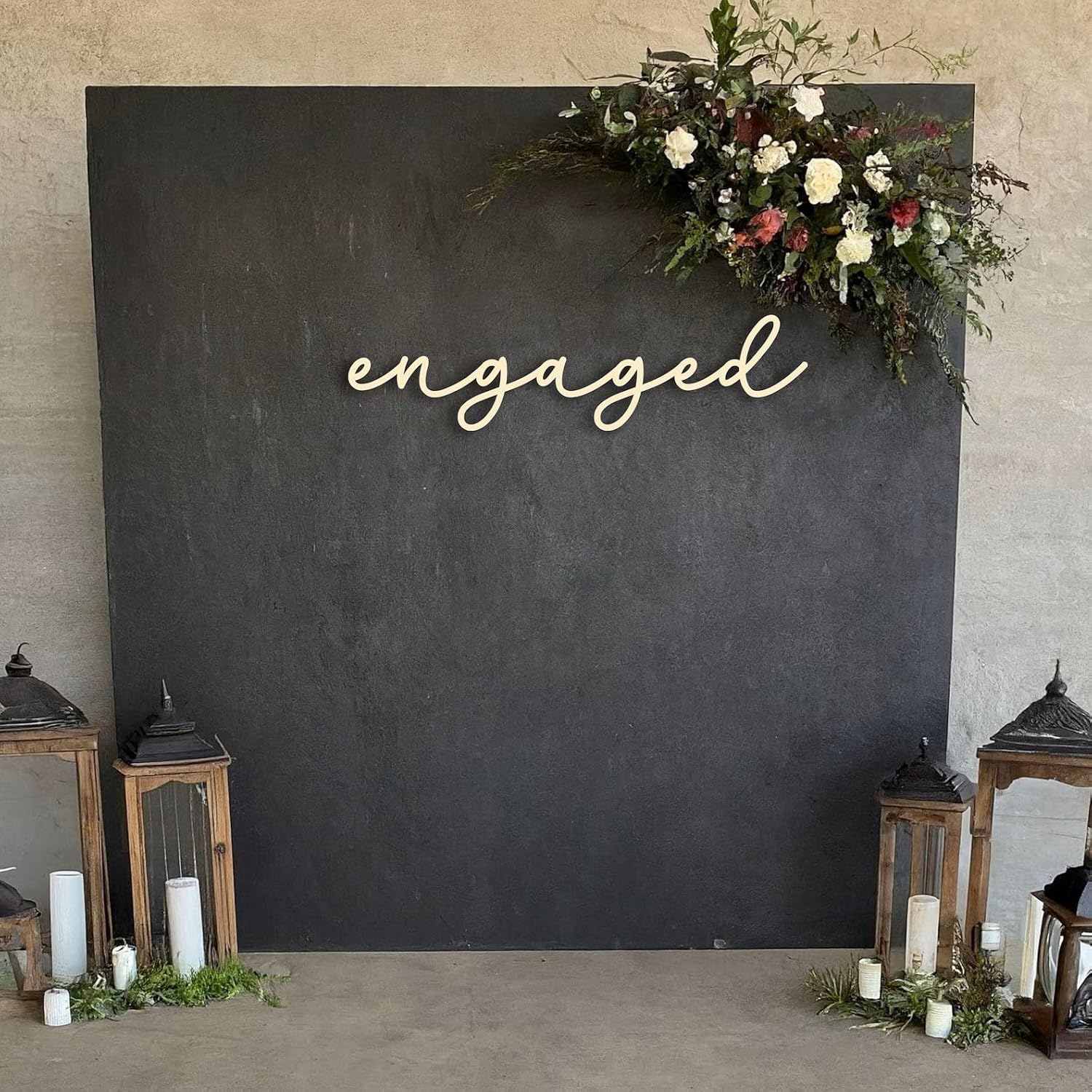 Amazon.com: Wooden Engaged Sign for Backdrop,Engagement Party ...
