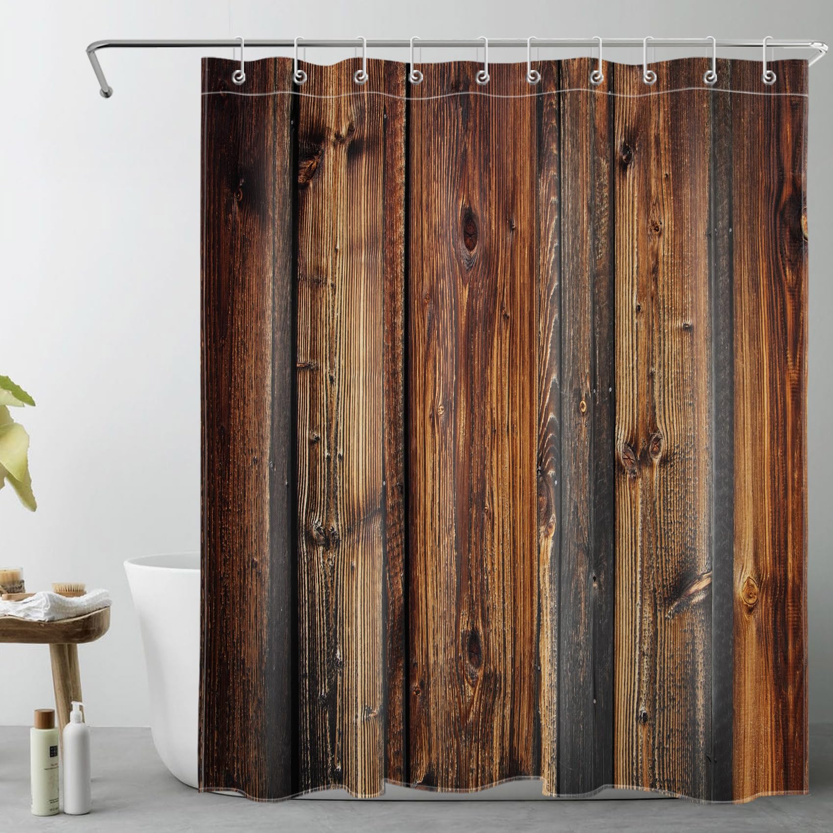 Amazon.com: LB Farmhouse Style Rustic Barn Wood Shower Curtain Western ...