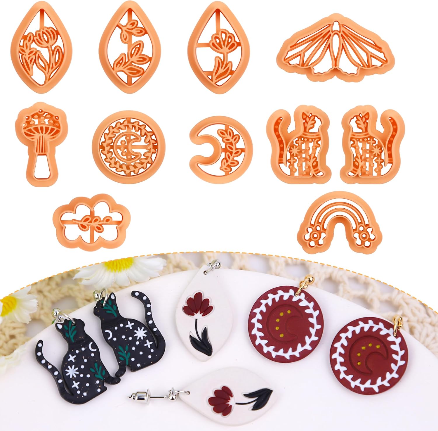Amazon.com: Puocaon Boho Polymer Clay Cutters - 11 Pcs Bohemian Clay ...
