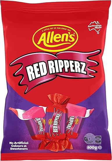 Allen's Red Ripperz Chewy Raspberry Flavour Bulk Bag Lollies, 800g ...