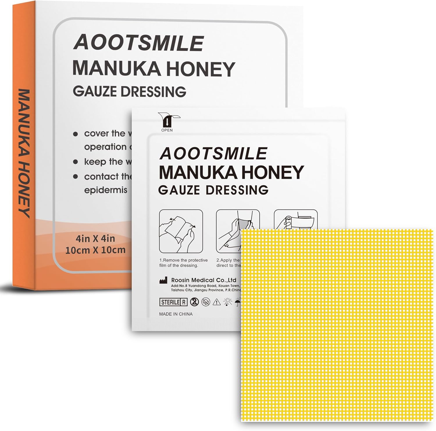 Amazon.com: Manuka Honey Wound Care - Honey Wound Dressing 4" x 4" Honey Medical Bandage Wound ...