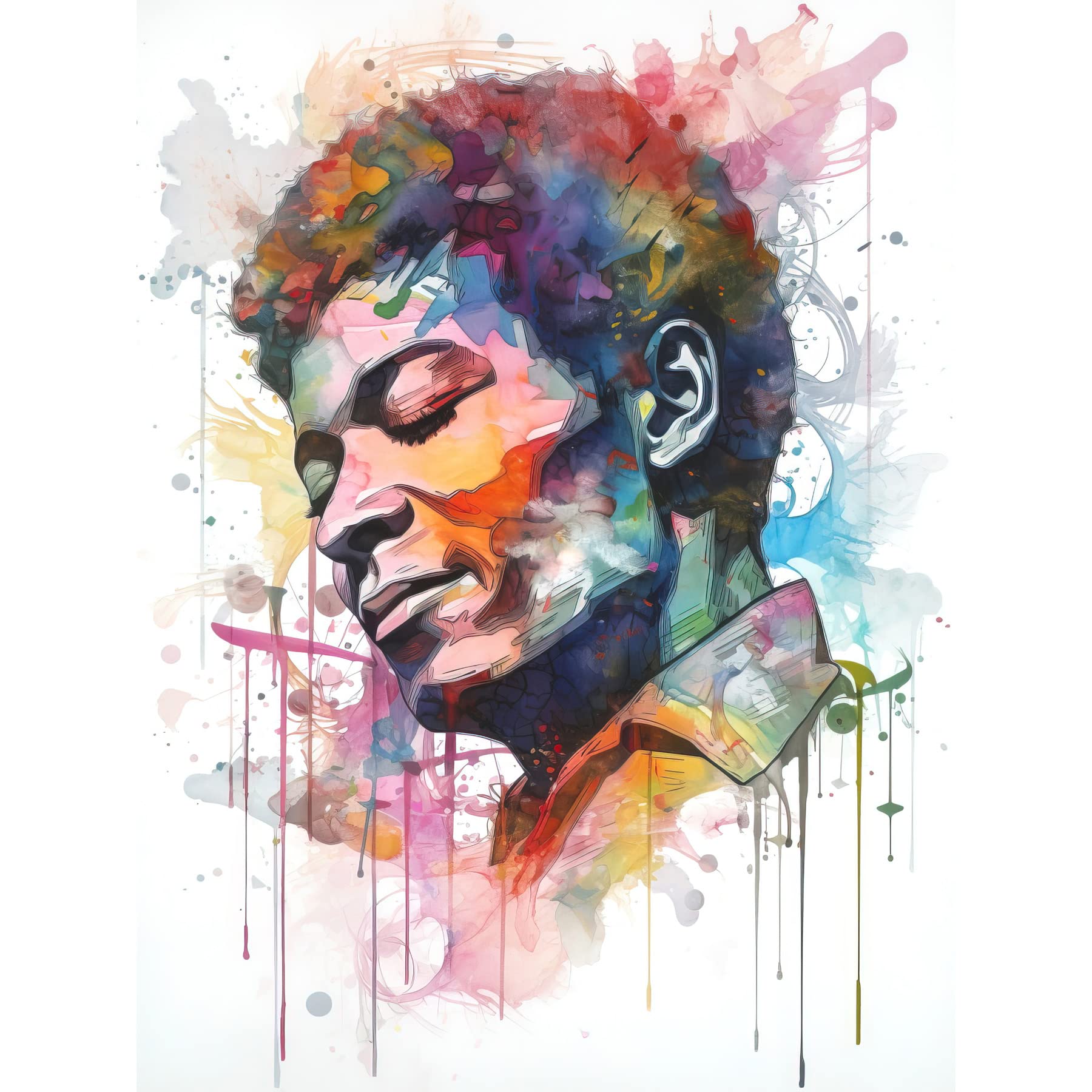 Watercolor Face Male