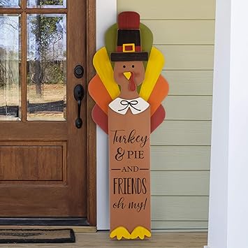 Amazon.com : Glitzhome Thanksgiving Porch Sign Turkey Porch Sign Decor ...