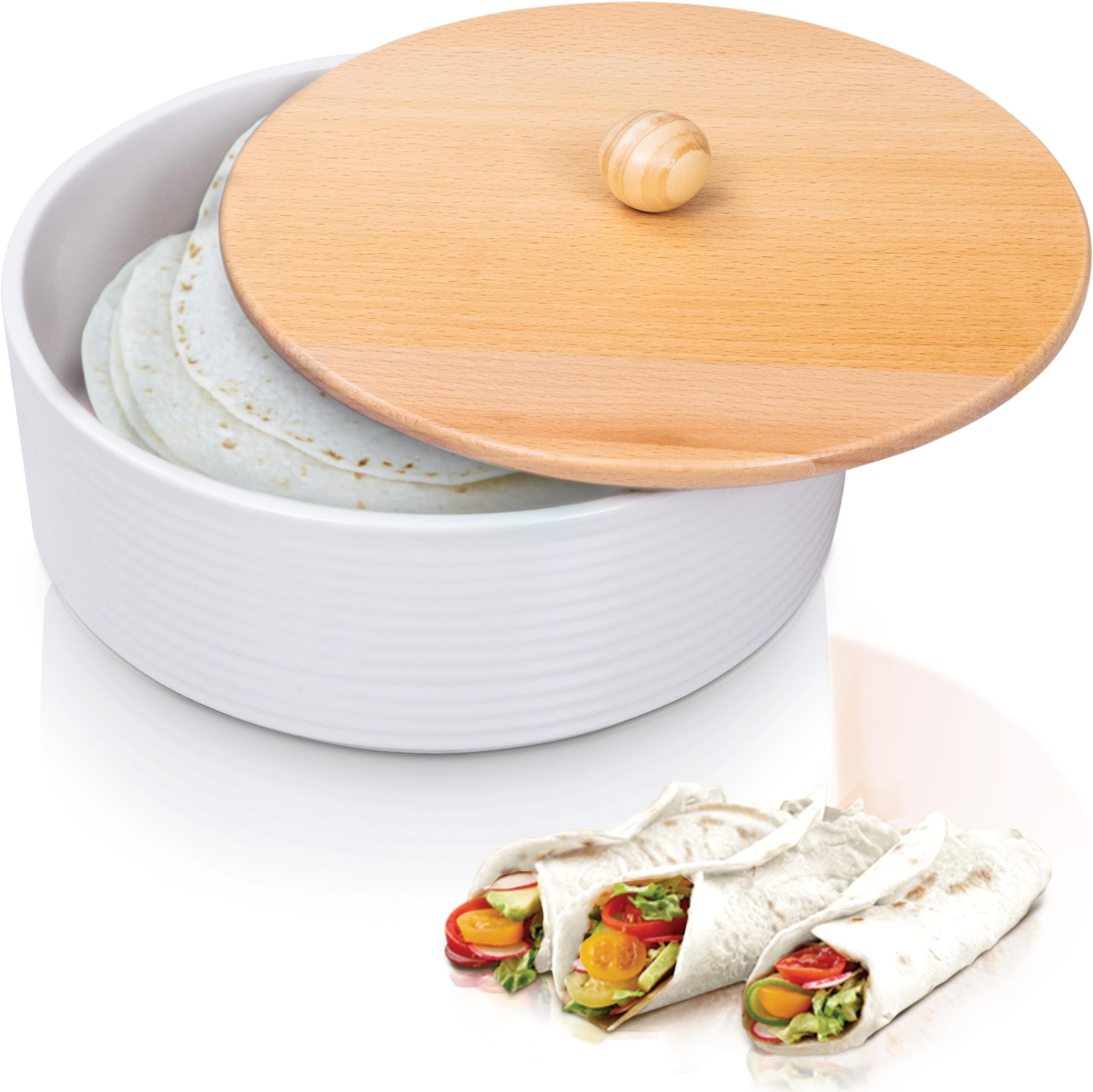 Amazon.com: Ceramic Tortilla Holder with Lid, 8.8 inch Tortilla Warmer ...