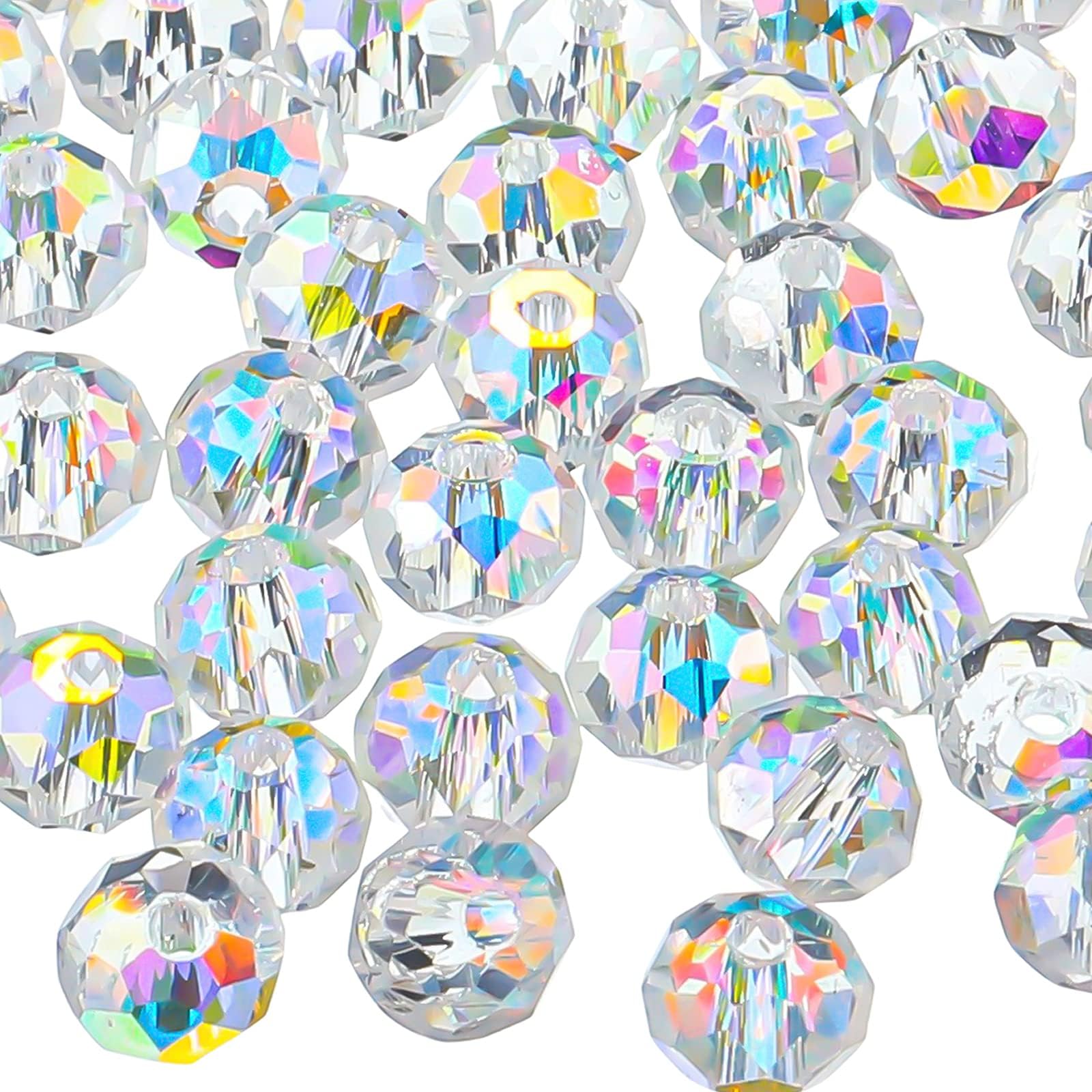 Amazon.com: Highergo 500 Pieces 8 mm Crystal Rondelle AB Glass Beads ...