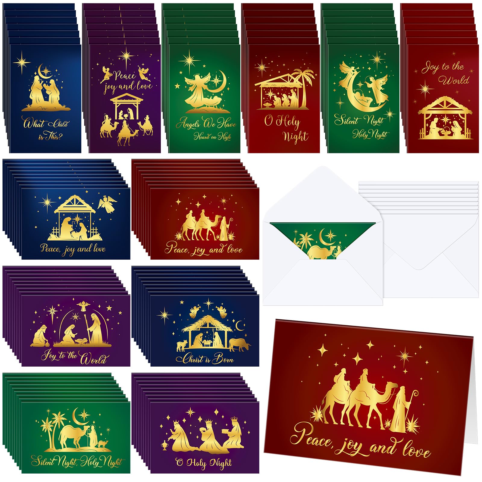 Amazon.com : Zhanmai 480 Pack Religious Christmas Cards with Envelopes ...
