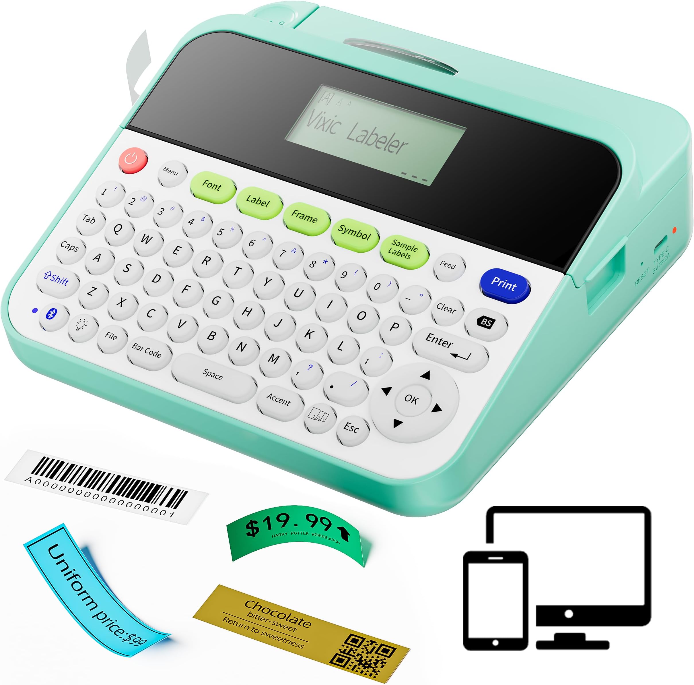 Amazon.com : Vixic Label-Maker, PC Connectable Label-Printer, Bluetooth ...
