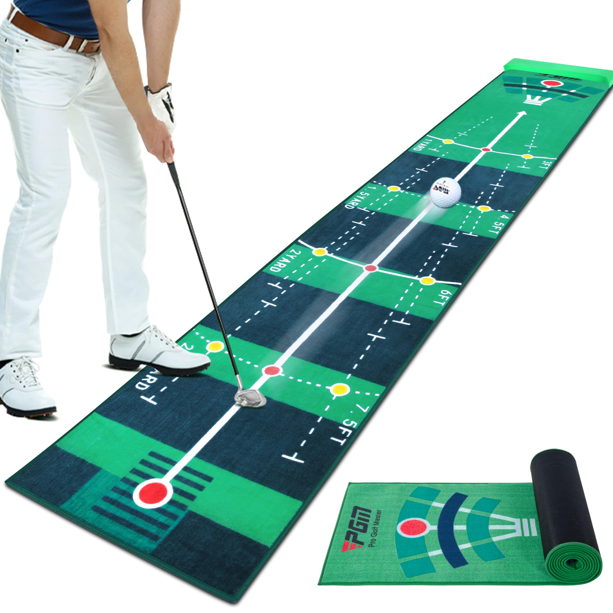 PGM Golf Putting Mat - 10 ft Putting Green Indoor with Blocking Ball ...