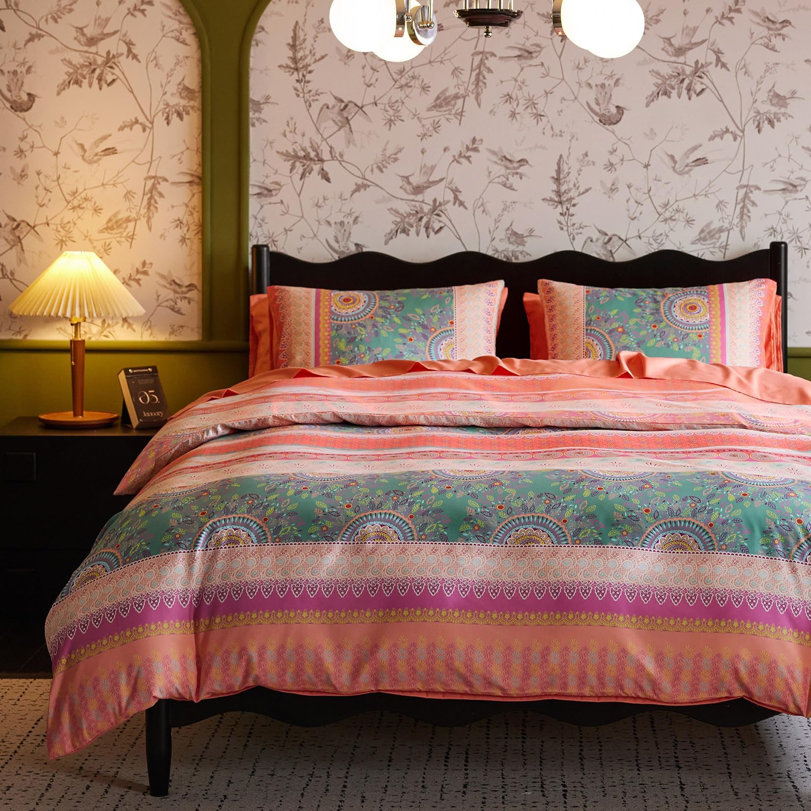 Amazon.com: Jessica Simpson Amrita Medallion Comforter Set, King, Coral ...