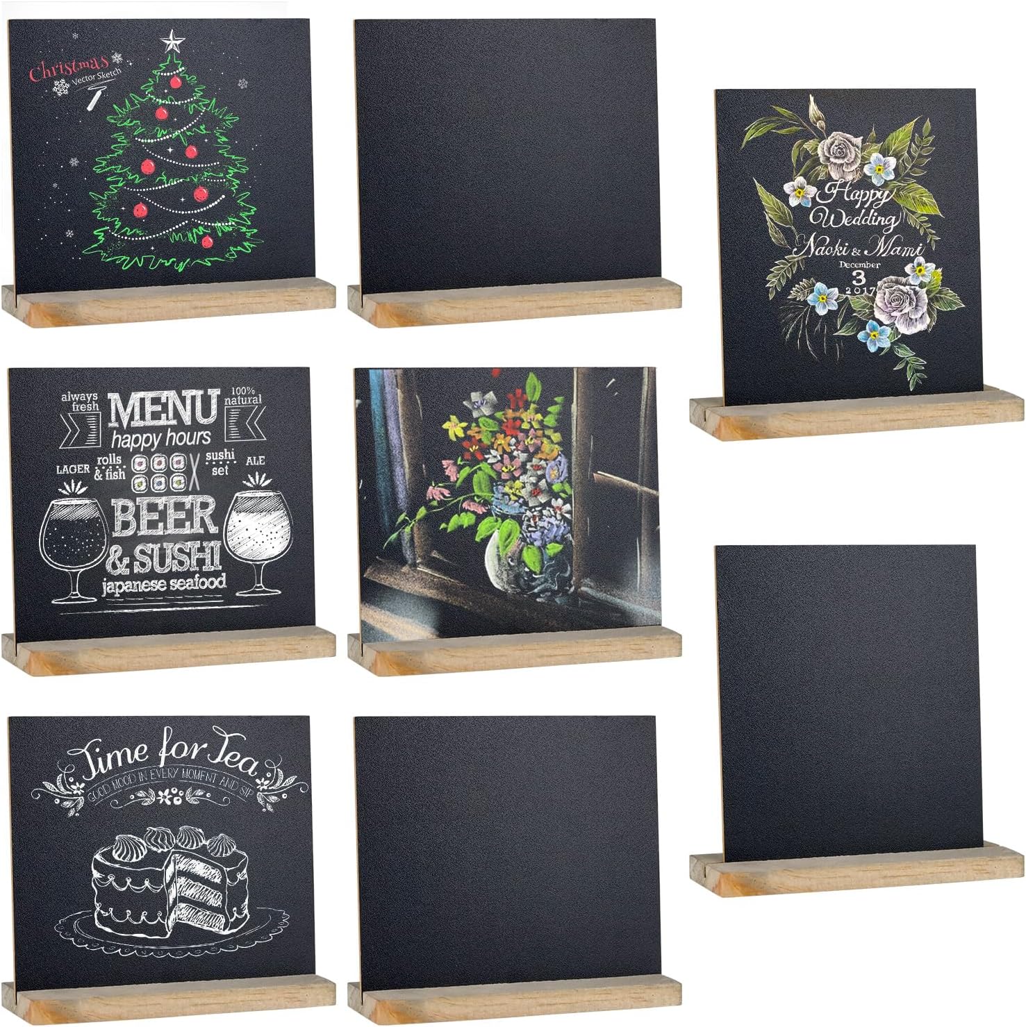 Graplan 8Pcs Mini Chalkboard Signs with Stands, Double Sided Wooden ...