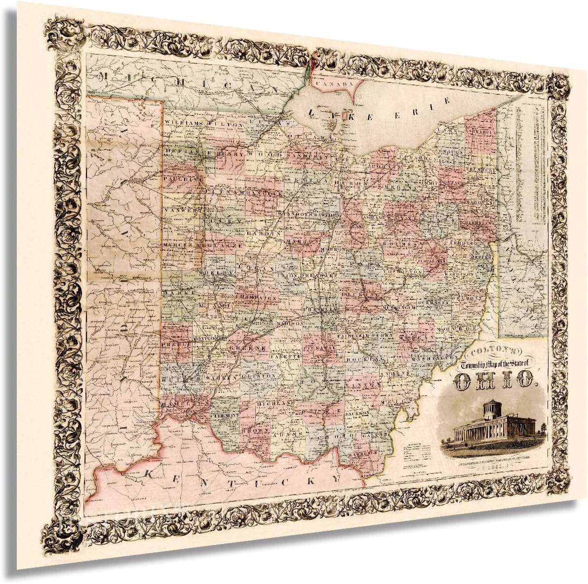 Amazon.com : 36x52 Ohio State Official Executive Laminated Wall Map ...